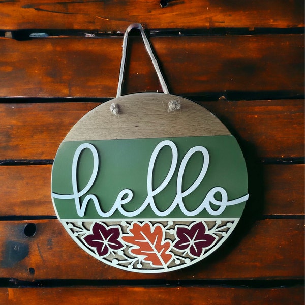 Hello Leaf Pattern Bottom Sign, Digital Download, SVG Laser Cut File ...