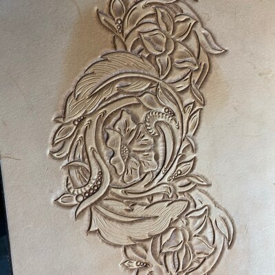 Feathers-flowers-vines Leather Tooling Tracing Corner Design Pattern - Etsy