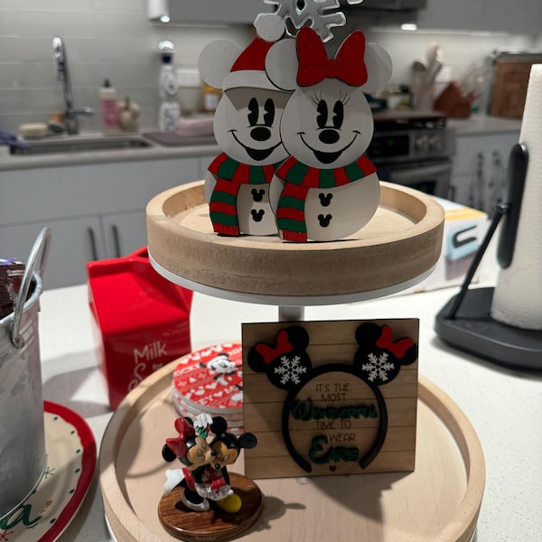 Mickey Mouse Christmas Tiered Tray Decor | Christmas Decor | Winter ...