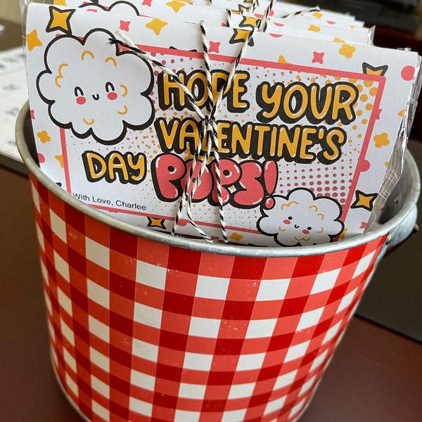 Popcorn Bags Wrap Kids Valentines Cards Printable EDITABLE Names Hope ...