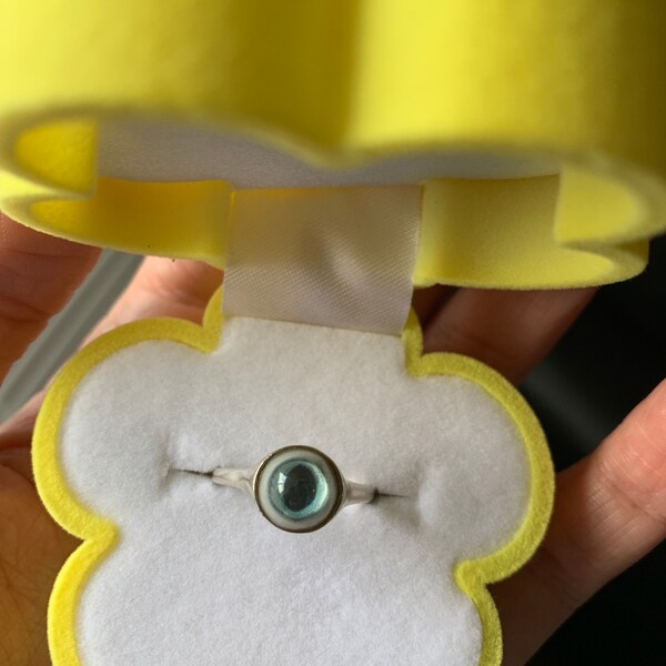 14k Gold Hand Painted Eyeball Ring (13mm) / Evil Eye Ring / Custom Gift ...