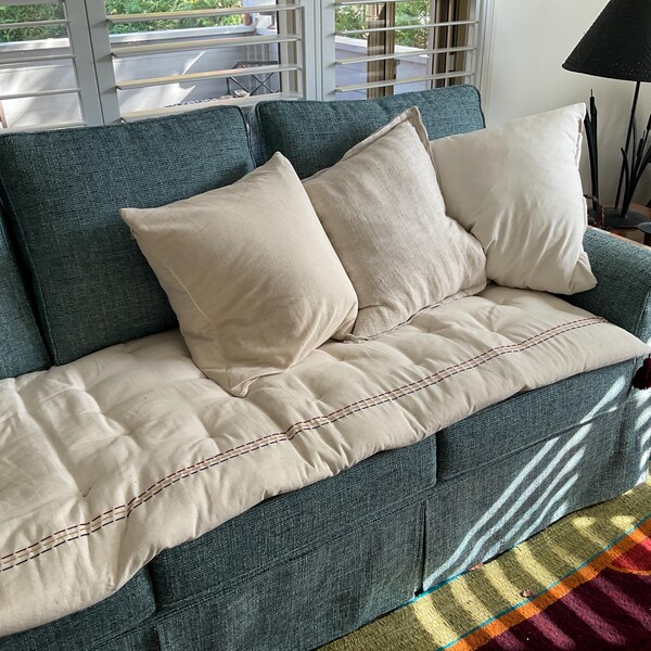 Linen Sofa Topper Couch Cover Pet Friendly Custom Size Handmade Couch ...