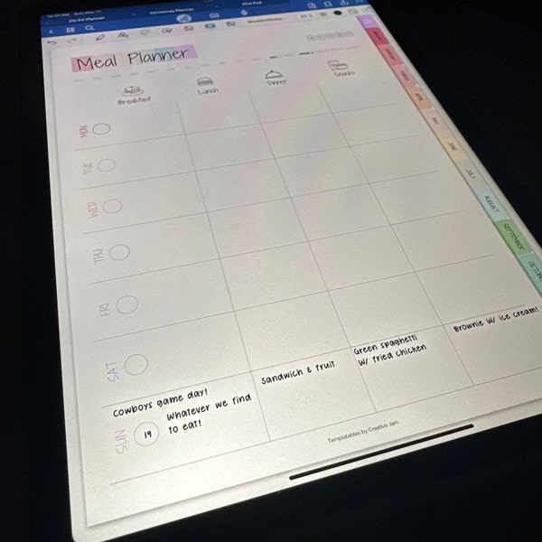 Colorful Weekly Meal Planner, Digital Meal Planner, Meal Plan Template ...