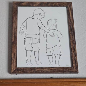 Big Brother Little Brother Line Art Print, Brothers Gift, Family Wall ...
