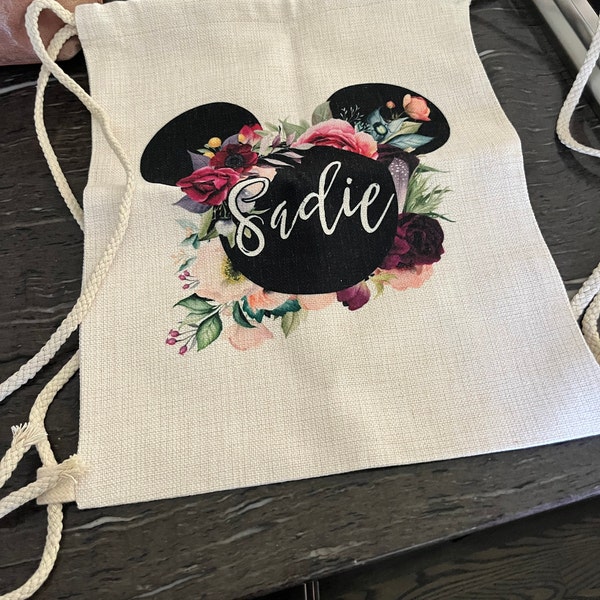 Disney Backpack, Disney Bag, Custom Disney Drawstring Backpack, Disney ...