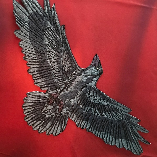 Huge Flying Raven Crow Wings Open Bird Iron on Patch - Etsy