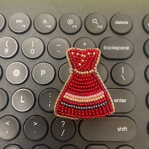 Beaded Red Dress Pin - Etsy Canada