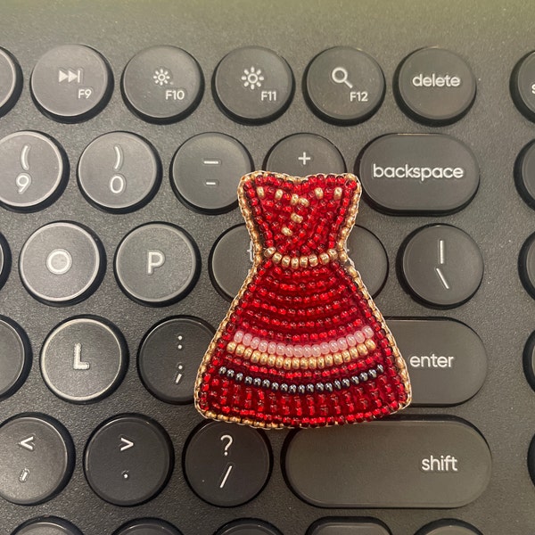 Beaded Red Dress Pin - Etsy Canada