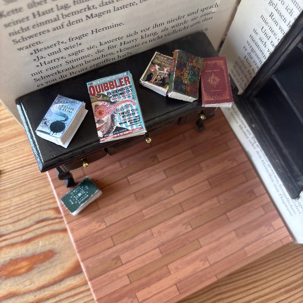 Book Nook Library Diorama Bookend Bookshelf Insert With Blue Bookcase ...