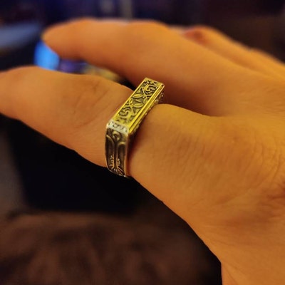 Knight Slayer's Ring Dark Antiqued Solid Sterling Silver Gothic Motif ...