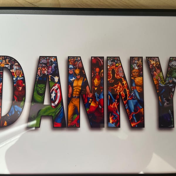 Personalised MARVEL NAME Word Art Custom Print Gift Keepsake Present ...