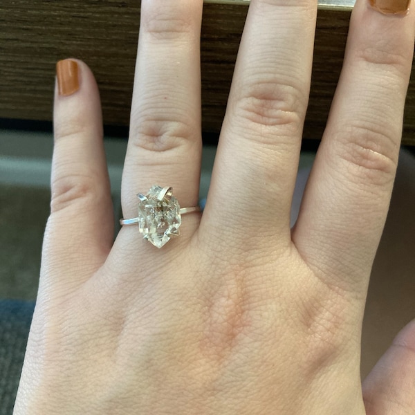 Glowing Herkimer Rings, Glowing Raw Herkimer Diamond Ring, Unique Herkimer Ring, Vibrant ...