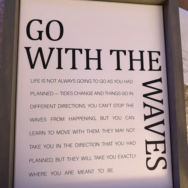 Go With the Waves — Framed Canvas, Motivational Inspirational Decor ...