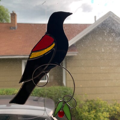 RED-WINGED Blackbird Stained Glass SUNCATCHER Window - Etsy Canada