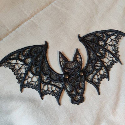 Embroidered Lace Bats, Black With Moveable Wings, Halloween Decoration ...