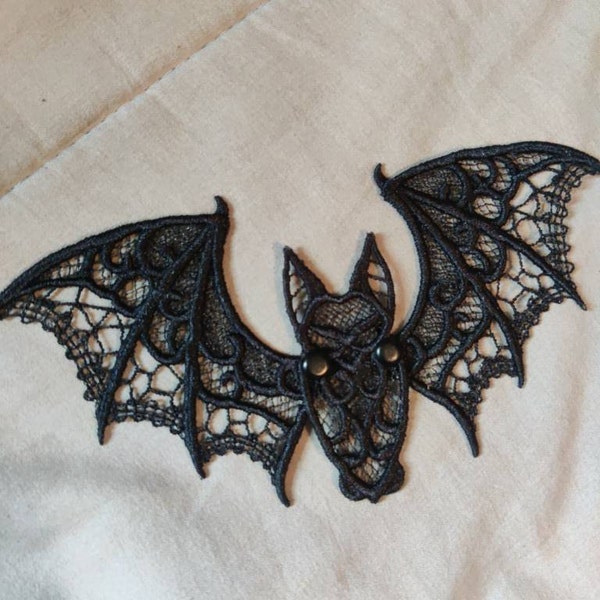 Embroidered Lace Bats, Black With Moveable Wings, Halloween Decoration ...