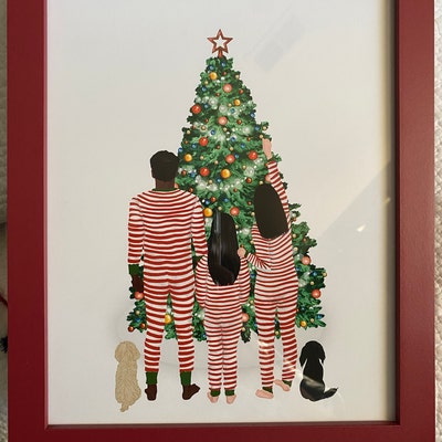 Personalized Christmas Family Portrait, Custom Holiday Gift, Christmas ...