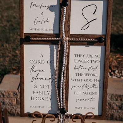 SPANISH A Cord of Three Strands Unity Ceremony Braided Cord Cross Sign ...