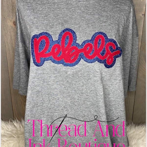 Rebels Double Applique Design. Rebels Offset Applique Design. School Mascot Design. Applique ...