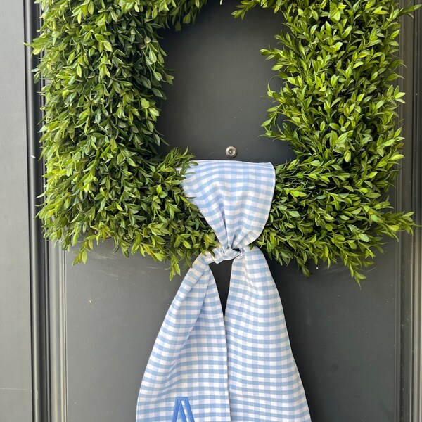 Black Buffalo Plaid Check Classic Embroidered Wreath Sash Personalized Monogrammed Cotton ...