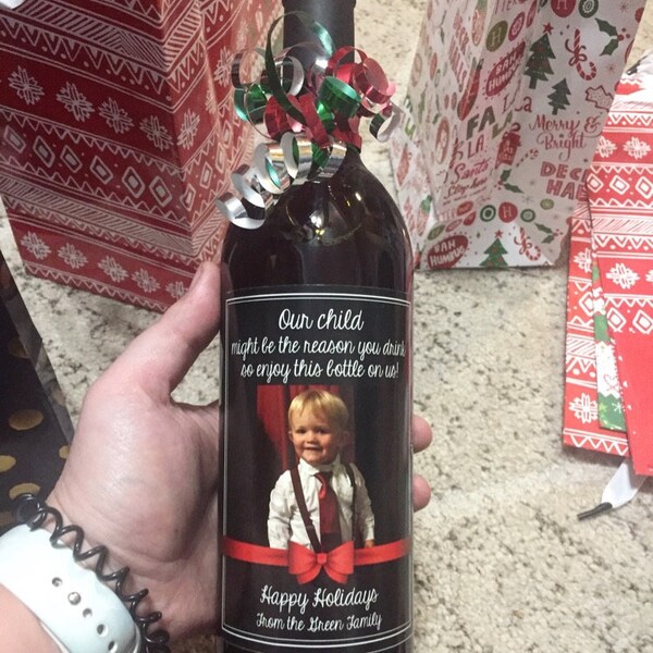 Christmas Gift for Teacher / Personalized Wine Bottle Label / Our Child ...