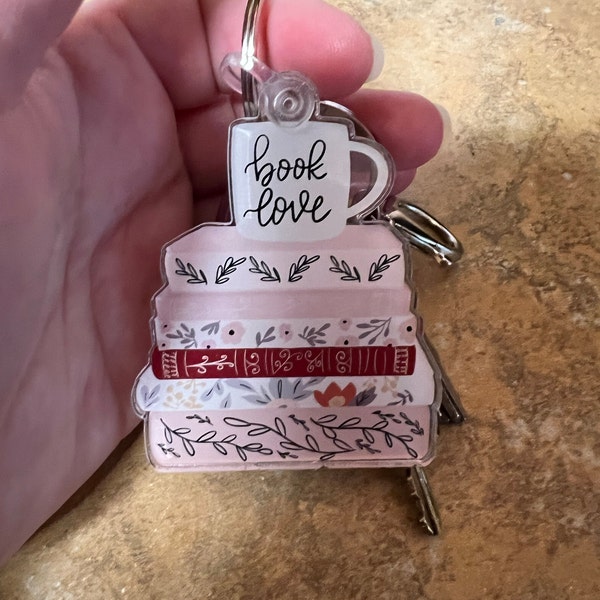 Book Stack Keychain Bookish Keychain Bookish Gifts Acrylic Keychain ...