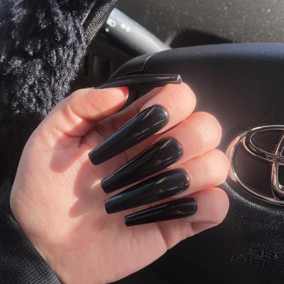 Newscarlett Widow-red Goth Nails-red, Black, & Chrome Luxury Press on ...