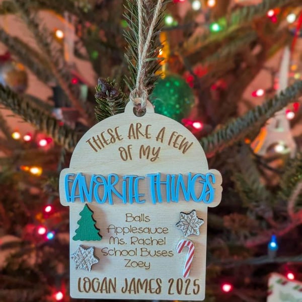 Custom Kid's Christmas Ornament, My Favorite Things, Gift for Child ...
