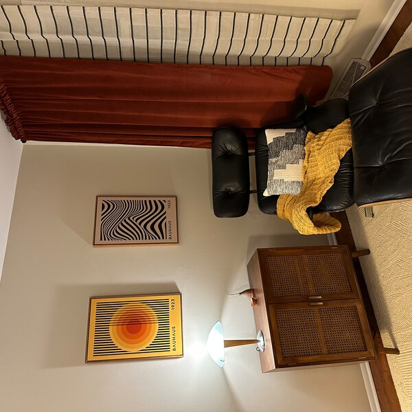 Dustinway Framed Canvas Print Wall Art Bauhaus Black Stripe Abstract ...