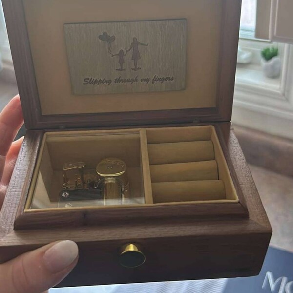 Walnut Wind-up Music Box | Custom Engraving | Custom Photo ...