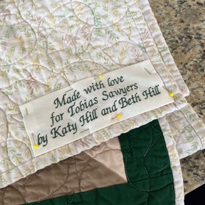 Machine Embroidered Personalized Quilt Label - Etsy