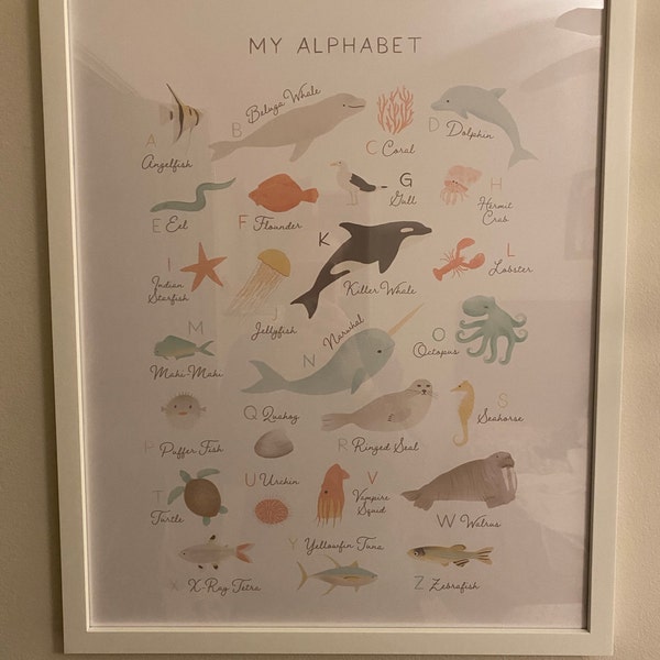 Beach Alphabet Poster, PRINTABLE Animal Alphabet Wall Art, Beach ...