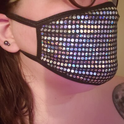 Disco Robot Super Holographic Black Face Mask for Festivals and Raves ...