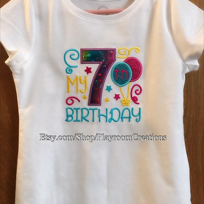 My 7th Birthday Applique Digital Machine Embroidery Design 4 Sizes, 7th ...