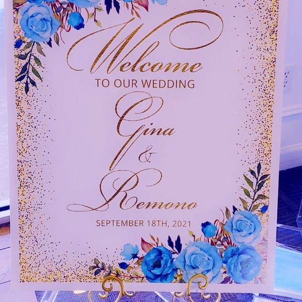 Teal Wedding Welcome Sign, Teal and Gold Wedding Welcome Sign, Welcome ...