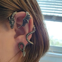 SINGLE Dragon Cuff Earring, Dragon Cuff Earring, Gothic Earring, Gothic ...