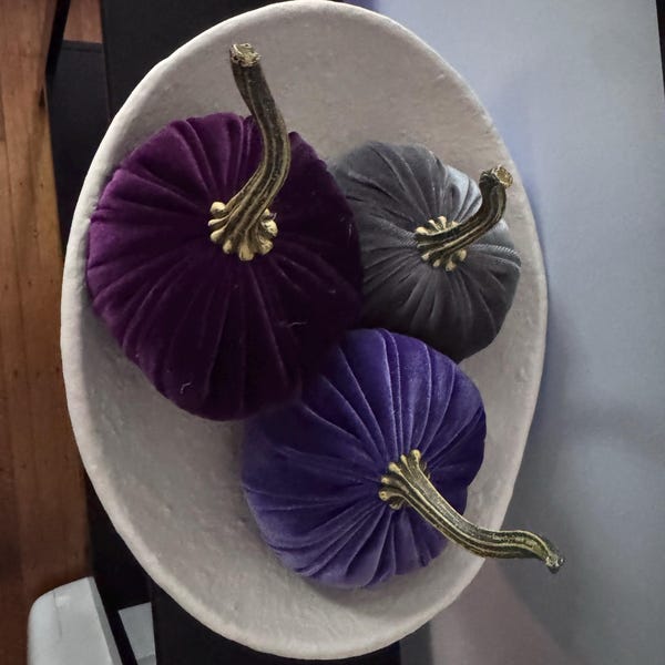 Small Velvet Pumpkins Set of 3, Halloween Decor, Fall Wedding ...