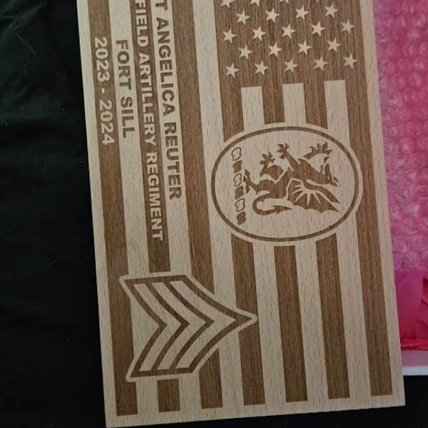 Custom Military Flag Plaque - Personalized Wood Flag With Engraved ...