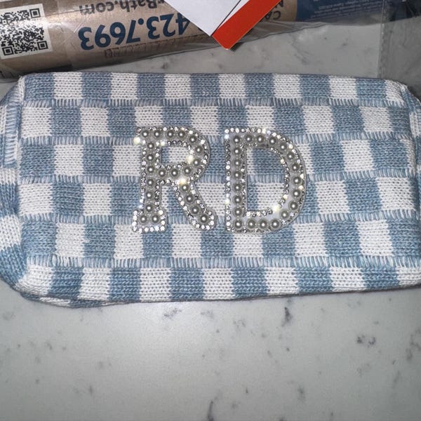 Light Blue Checkered Pouch, Coastal Bachelorette Party Favors, Checker ...