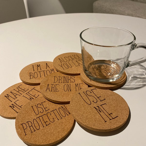 Funny Cork Coasters Set of Ten - Etsy
