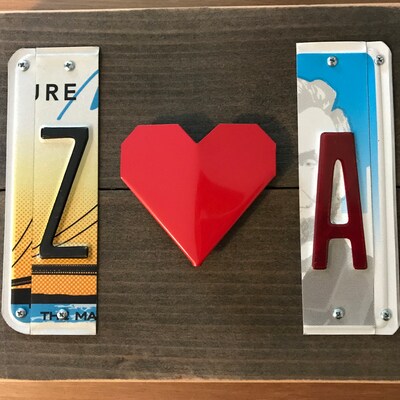 Custom Initials HEART License Plate Sign Unique Anniversary Gift for ...