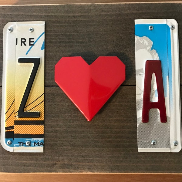 Custom Initials HEART License Plate Sign Unique Anniversary Gift for ...