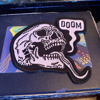 Doomskull Embroidered Iron-on Patch - Etsy