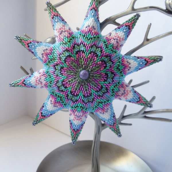 Ornament Beading Tutorial - Peyote 2 Drop Star Pattern - DIY Mandala ...