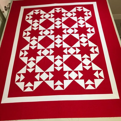 Star Quilt Patterns PDF & Bonus Free Pillow Pattern Red and White Quilt ...