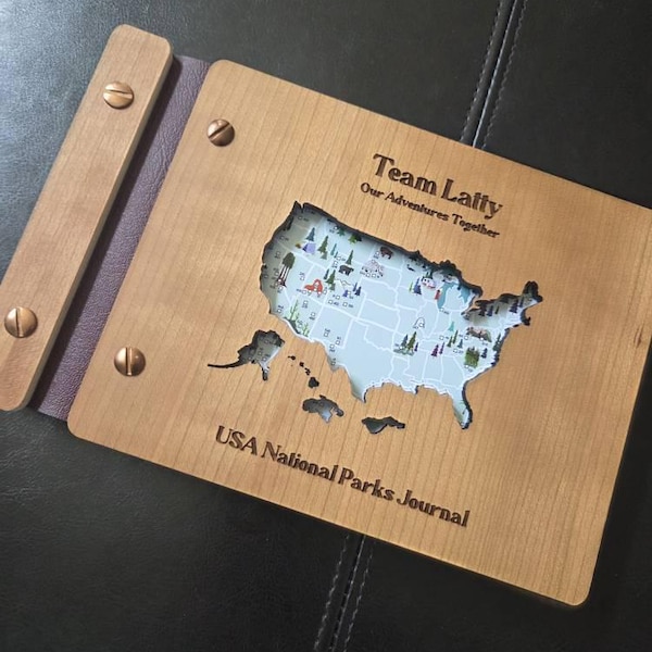 US National Park Map Adventure Book, Wooden National Parks Gift ...