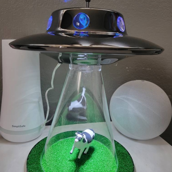 The Original Alien Abduction Lamp - UFO Cow Flying Saucer LED Night ...