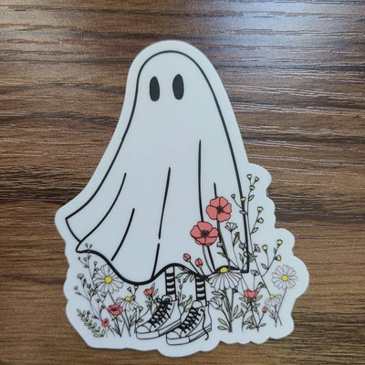 Ghost Sticker Floral Ghost Sticker Cute Spooky Halloween - Etsy