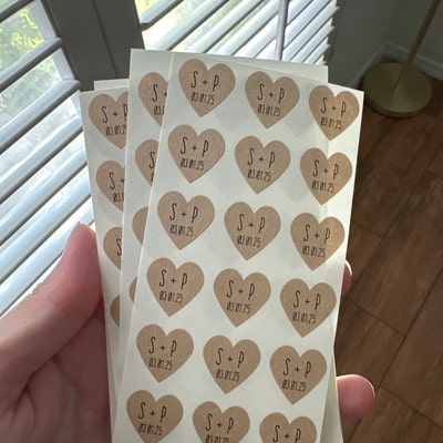 108 Custom Heart Stickers With Initials and Date Wedding Stickers and ...