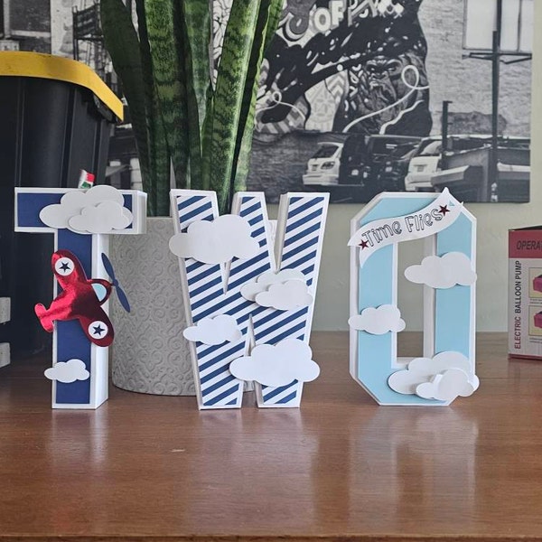 Airplane 3D Letters Prop | Airplane Party Decorations | Plane 3D ...